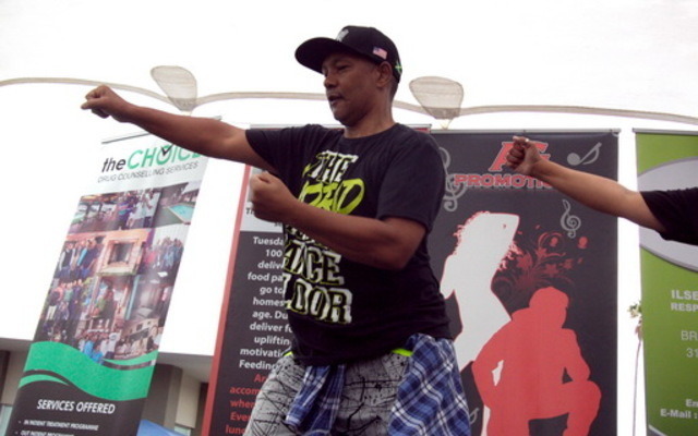 Zumba class at Ned Doman High School with Omar Galant